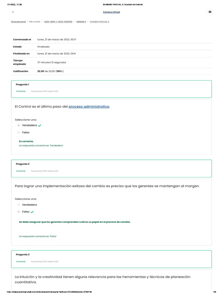 EXAMEN PARCIAL II - Revisión Del Intento | PDF | Prueba (evaluación ...