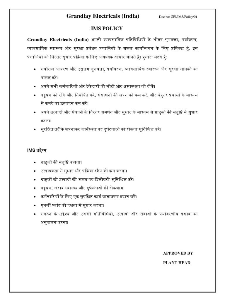 New IMS POLICY in Hindi Corrected | PDF