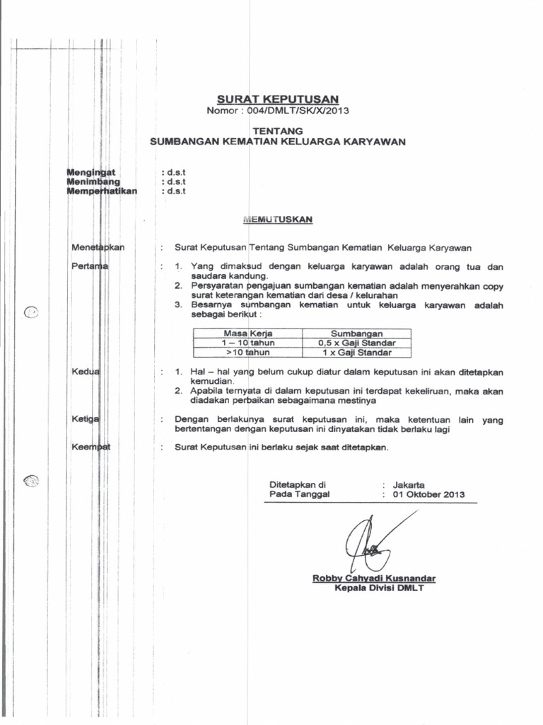 No. 004-Sumbangan Kematian Keluarga Karyawan | PDF