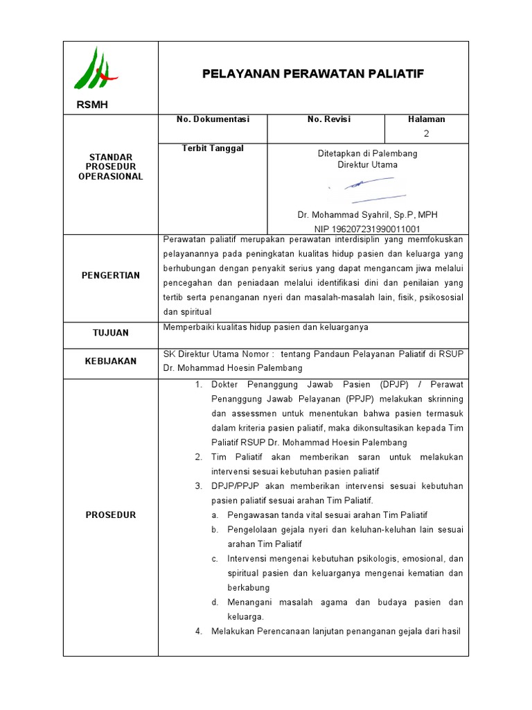 Spo Pelayanan Paliatif | PDF