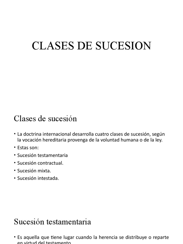 Tipos de Sucesión: Testamentaria e Intestada | PDF