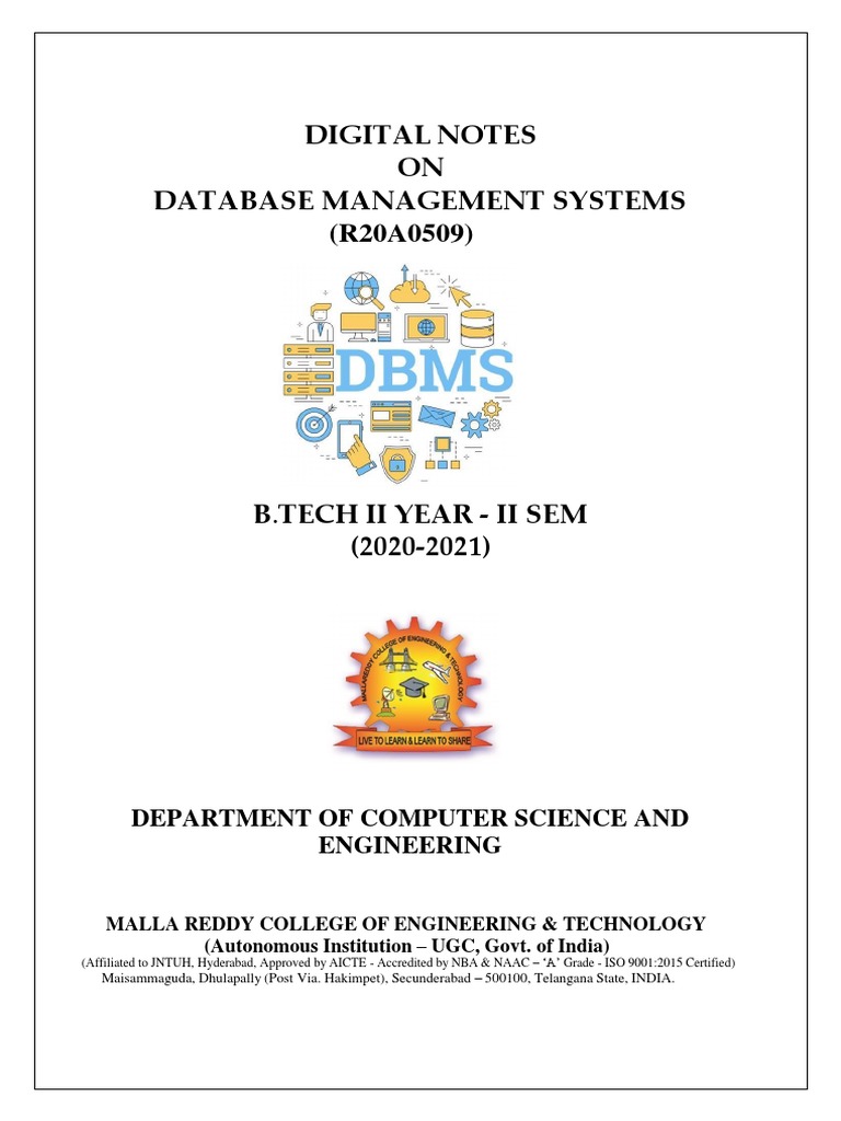 Data Base Management Systems Notes | PDF Data Base Management Systems Notes | PDF