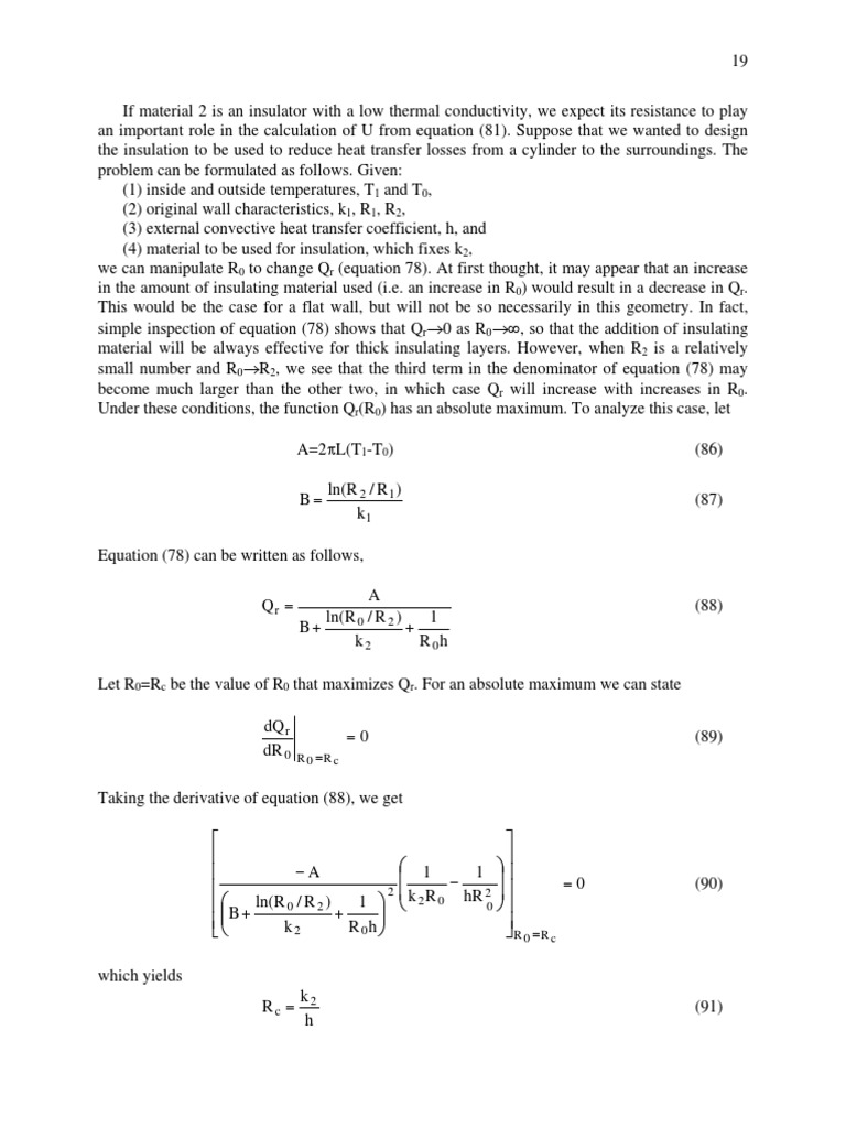Critical Radius and Heat Transfer Analysis | PDF | Heat Transfer ...