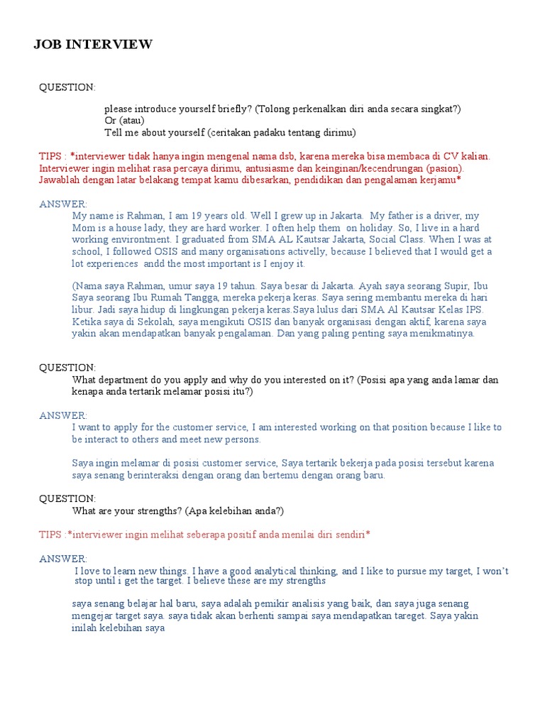 Job Interview XII SMK | PDF