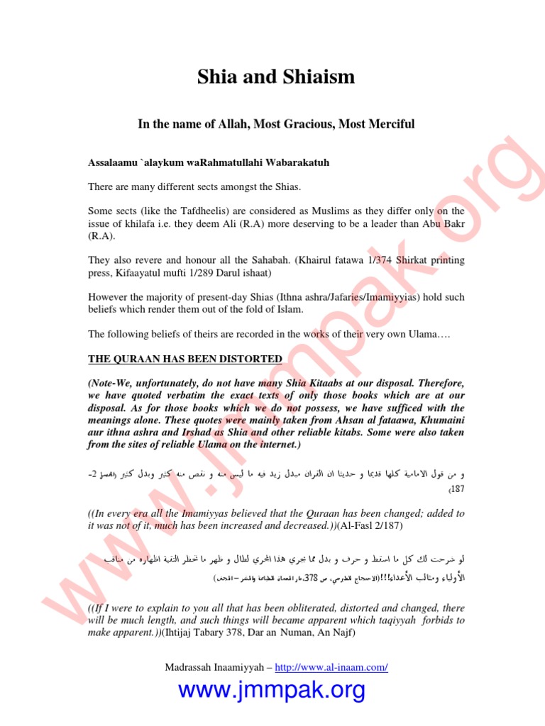 Shia Shiaism | Download Free PDF | Shia Islam | Sahabah