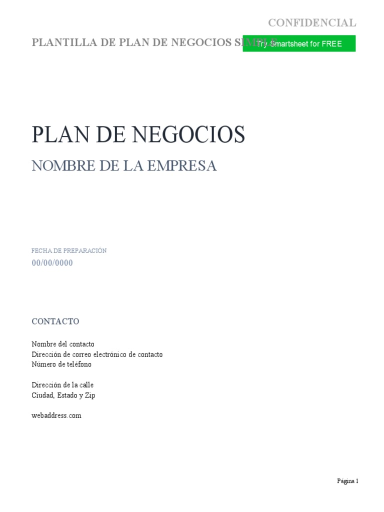 Plantilla de Plan de Negocios Simple | PDF | Marketing | Mercado (economía)