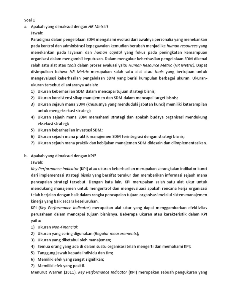 Mengukur Kinerja Unit SDM | PDF
