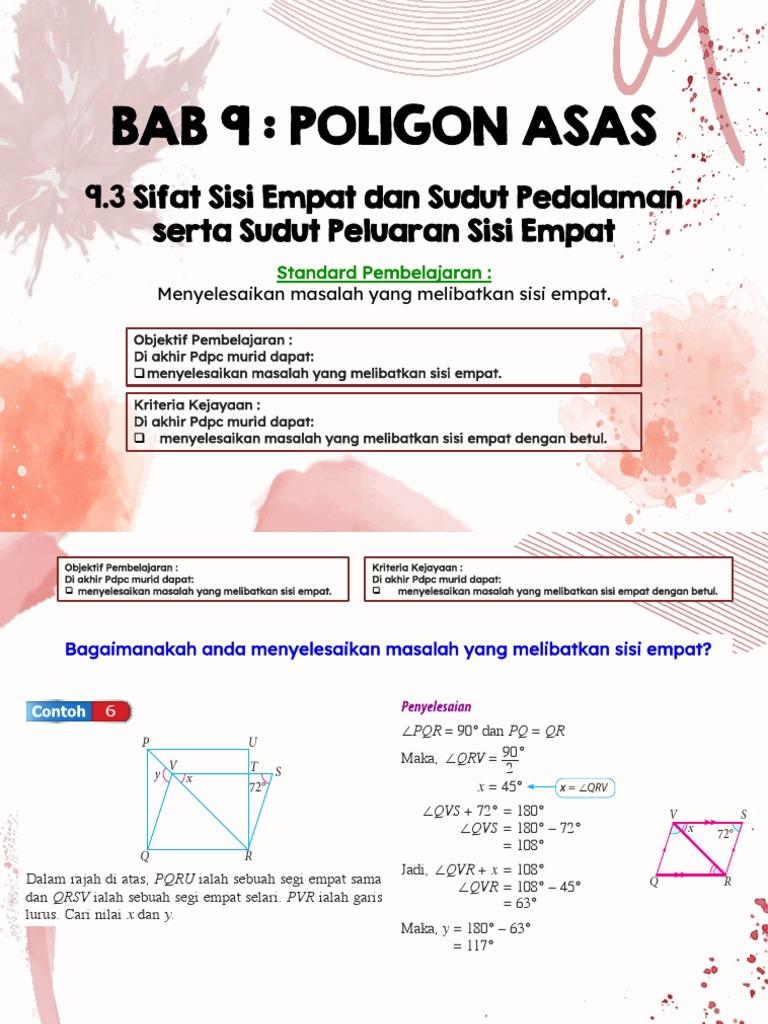 Poligon Asas (Sifat Sisi Empay, Sudut Pedalaman Dan Peluaran Sisi Empat) | PDF