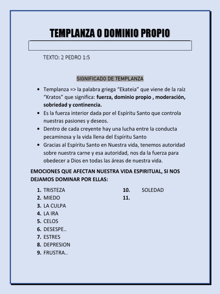 Templanza o Dominio Propio | PDF | Acero | espíritu Santo