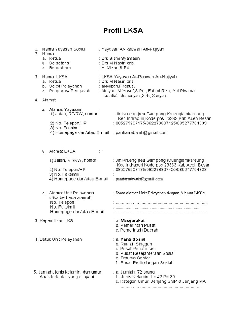 2 Form Profil LKSA | PDF