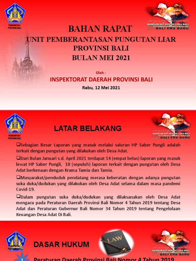 Paparan Bahan Rapat UPP Saber Pungli | PDF