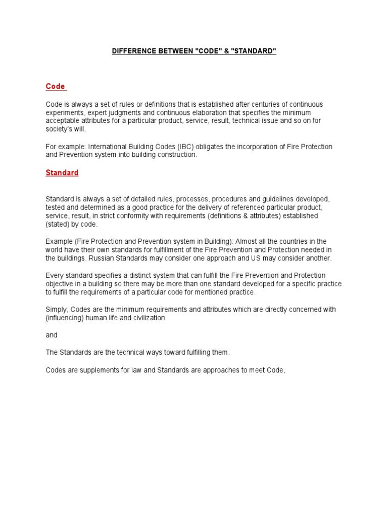 Difference Between Codes & Standards | PDF | Specification (Technical Standard) | Standardization
