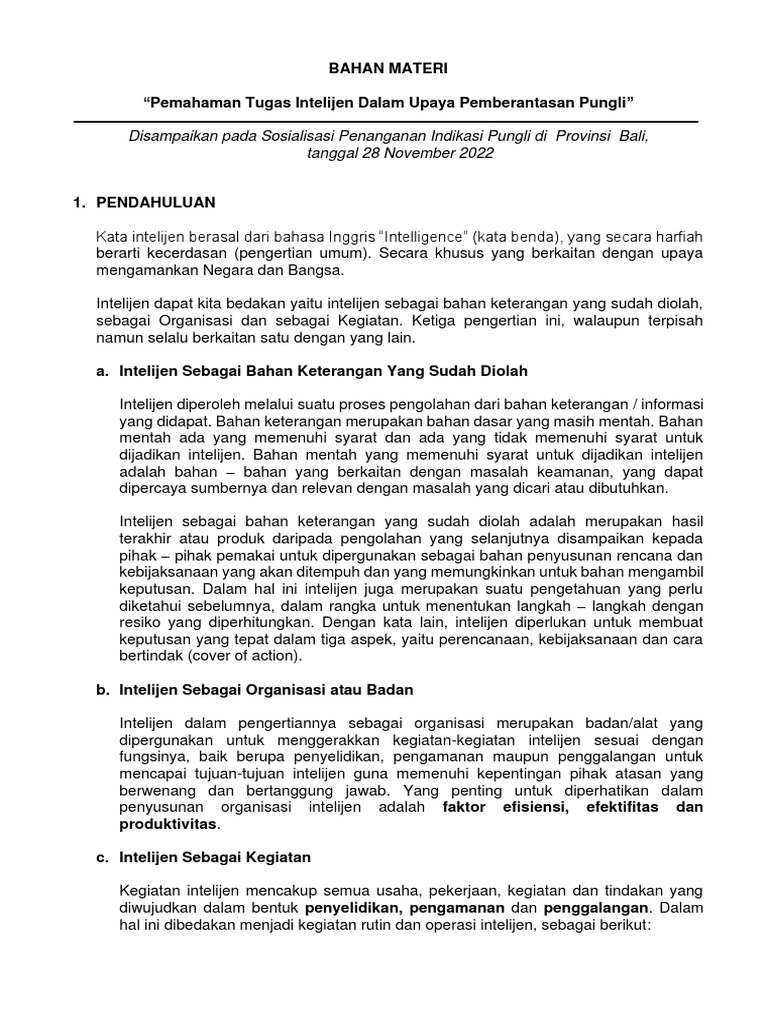 Intelijen dan Pemberantasan Pungli | PDF