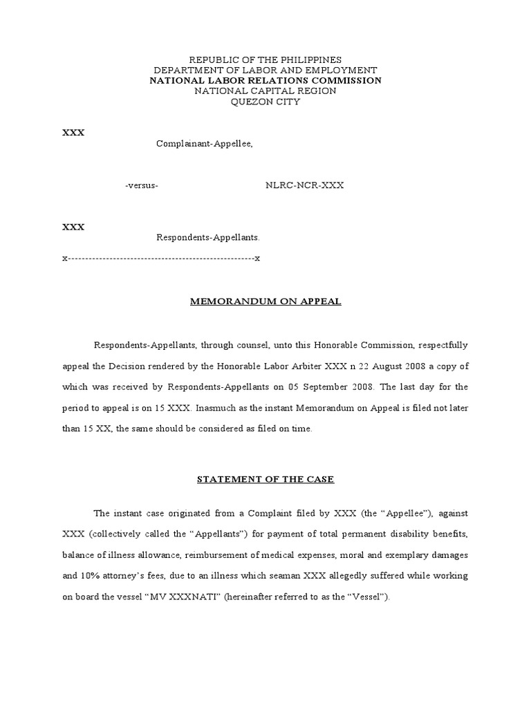 Memorandum of Appeal | PDF