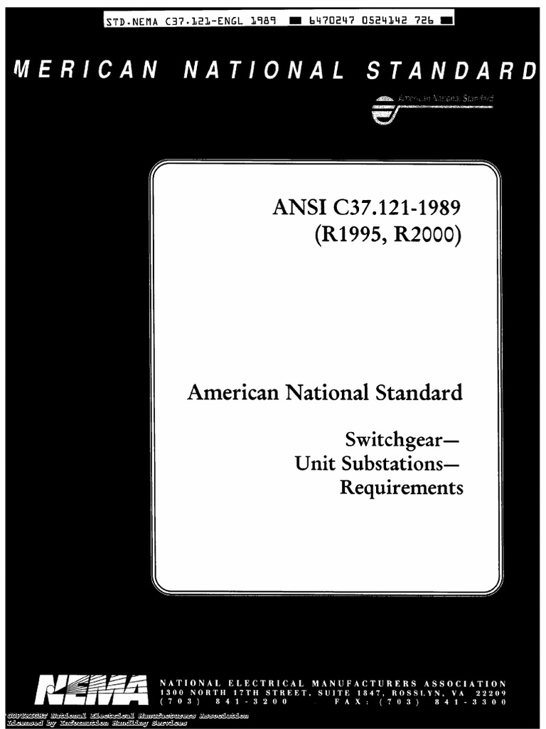 Ansi C37.121-1989 | PDF | Transformer | Electric Power Distribution