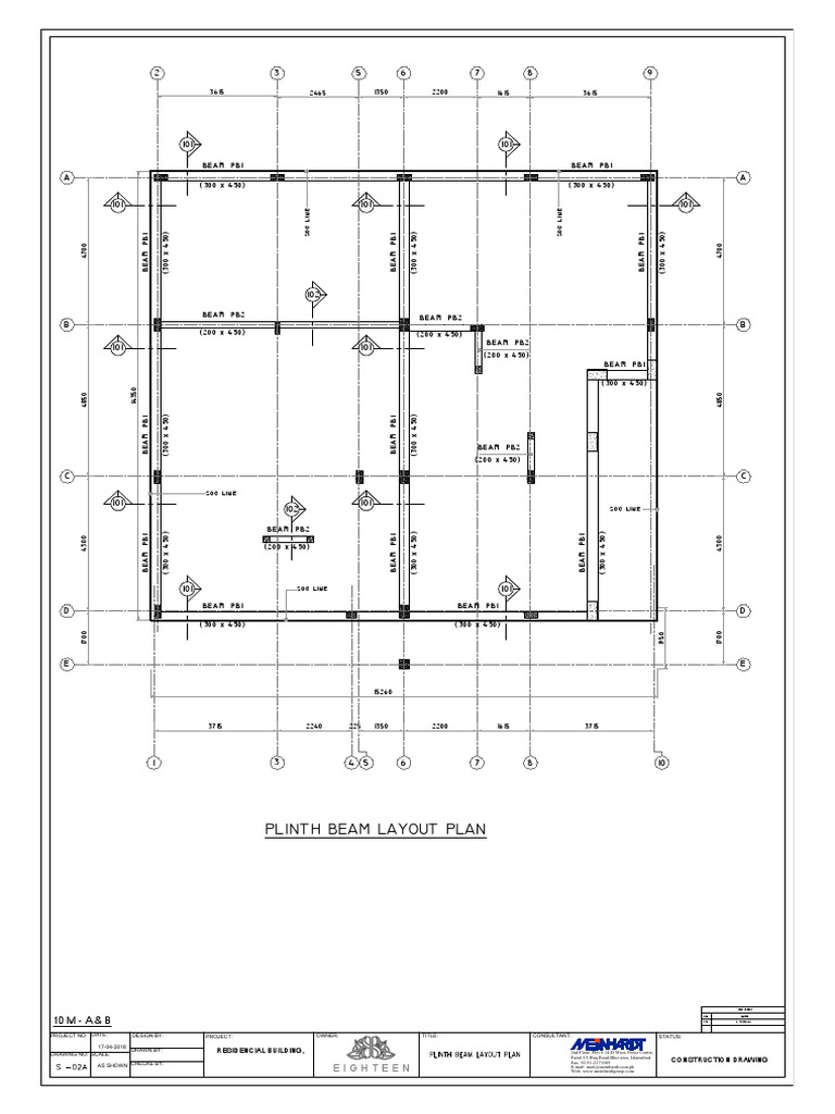 Plinth Beam Layout Plan: Beam-Pb1 (300 X 450) Beam - Pb1 | PDF