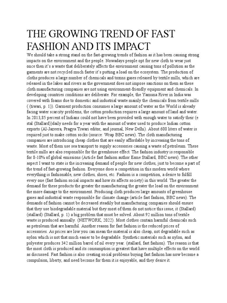 The Growing Trend of Fast Fashion and Its Impact | PDF | Fashion | Clothing
