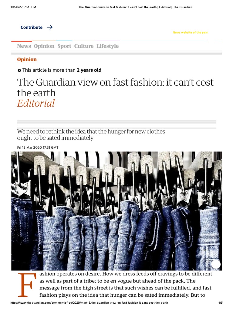 The Guardian View On Fast Fashion - It Can't Cost The Earth - Editorial ... The Guardian View On Fast Fashion - It Can't Cost The Earth - Editorial ...