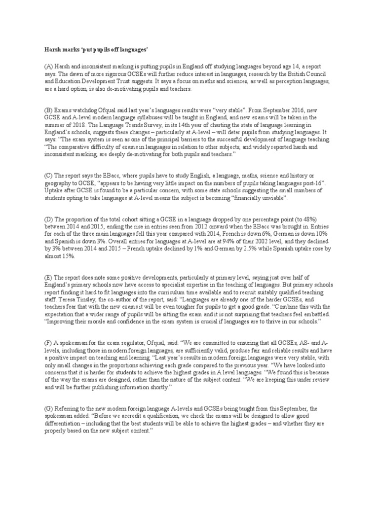 Harsh Marks Put Pupils Off Languages' | PDF | Odor | Senses