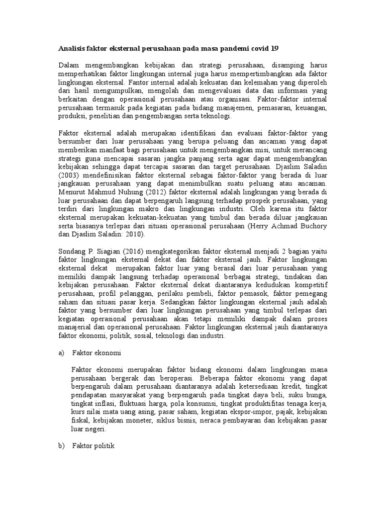 Analisis Faktor Eksternal Perusahaan | PDF