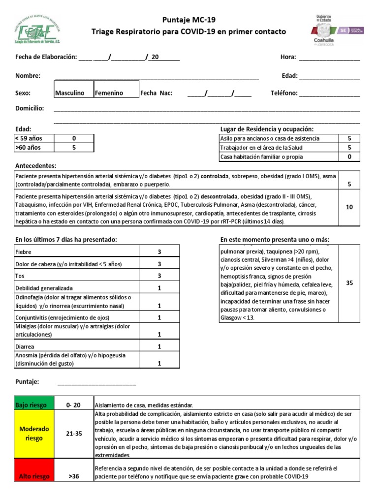 Formato Triage Respiratorio | PDF