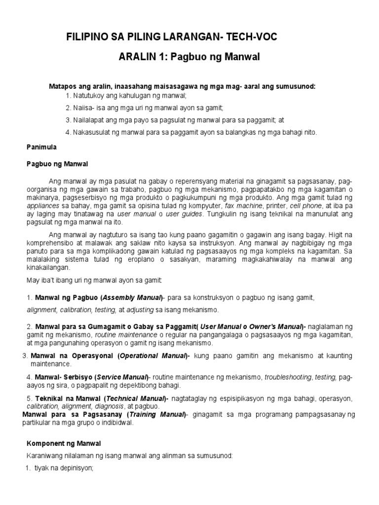Pagbuo NG Manwal Notes | PDF