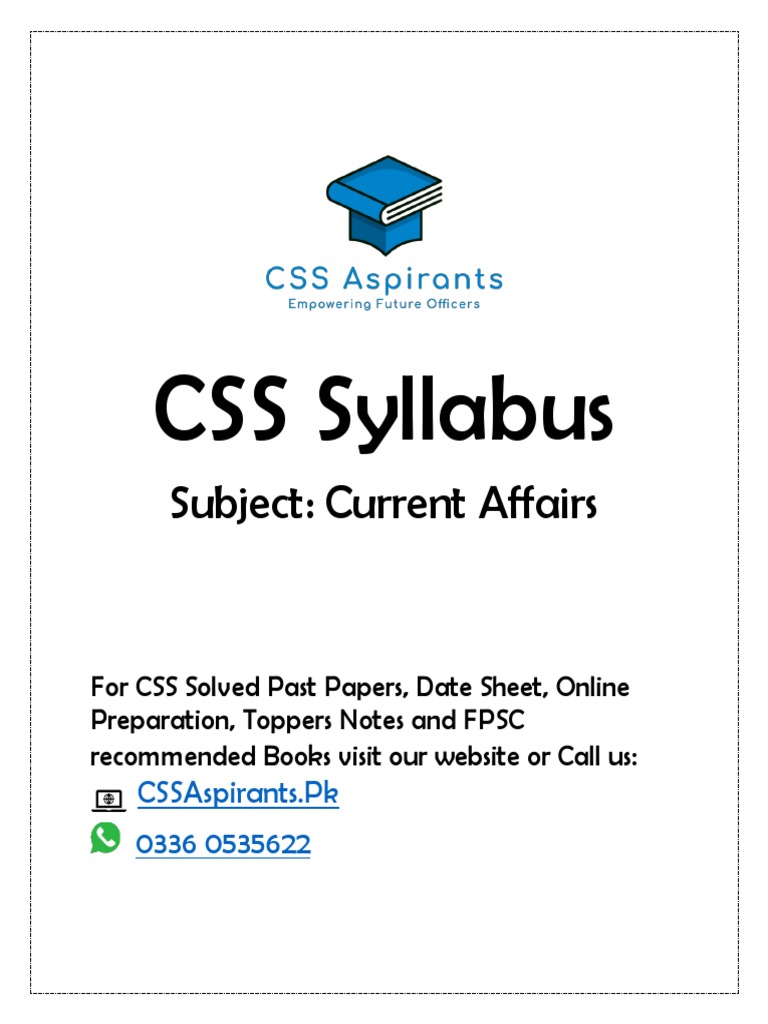 Current Affairs CSS Syllabus | PDF | Pakistan | Global Politics