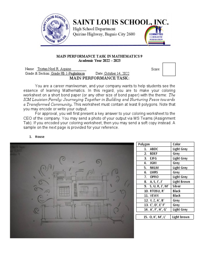Performance Task Mathematics 9 | PDF