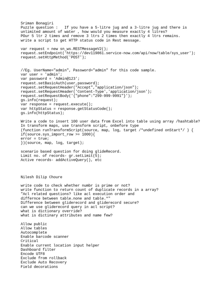 Servicenow Interview | PDF | Representational State Transfer | Computing