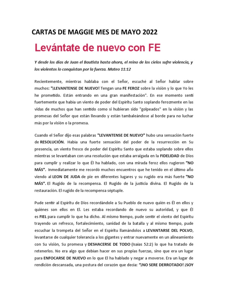 05 Cartas de Maggie Mes de Mayo 2022 | PDF