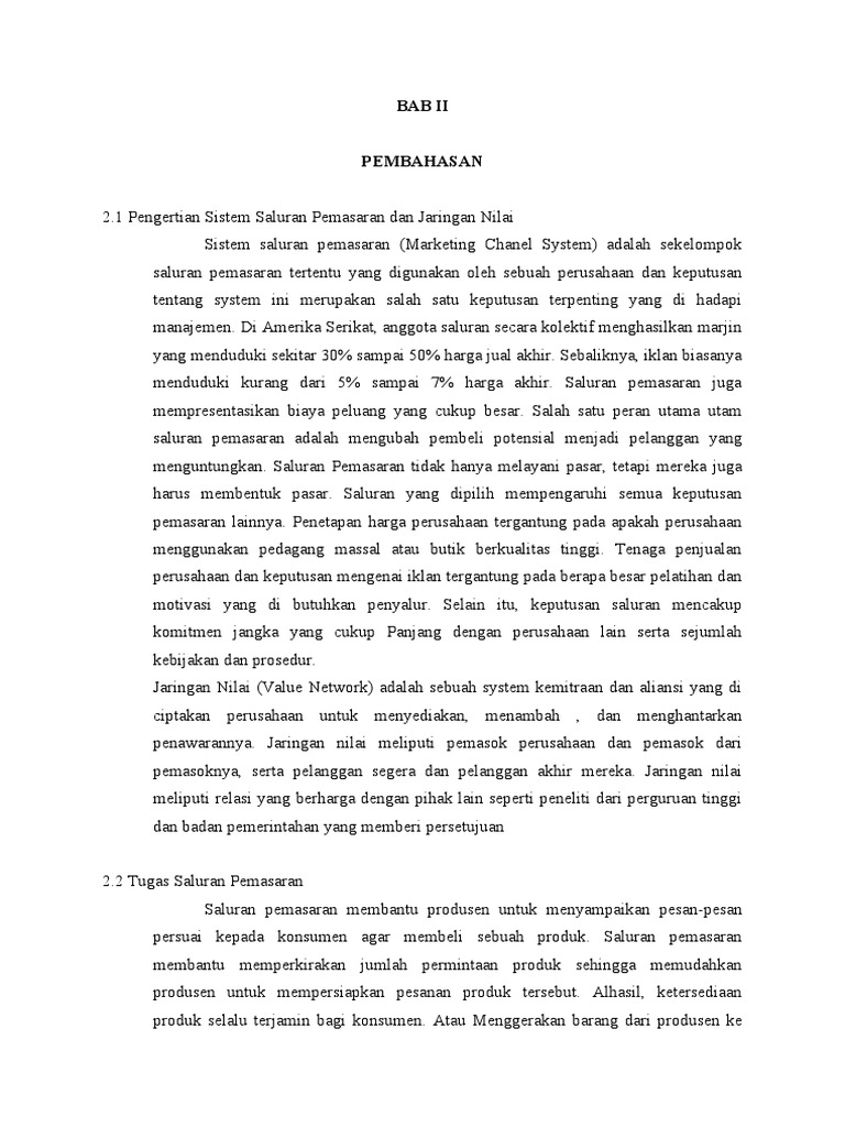 Bab II Makalah Merancang Dan Mengelola Saluran Pemasaran Terintegrasi | PDF | Bisnis ...