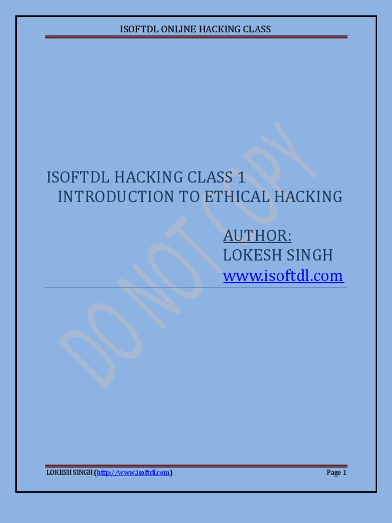 Isoftdl Hacking Class 1 Introduction To Ethical Hacking | Download Free ...