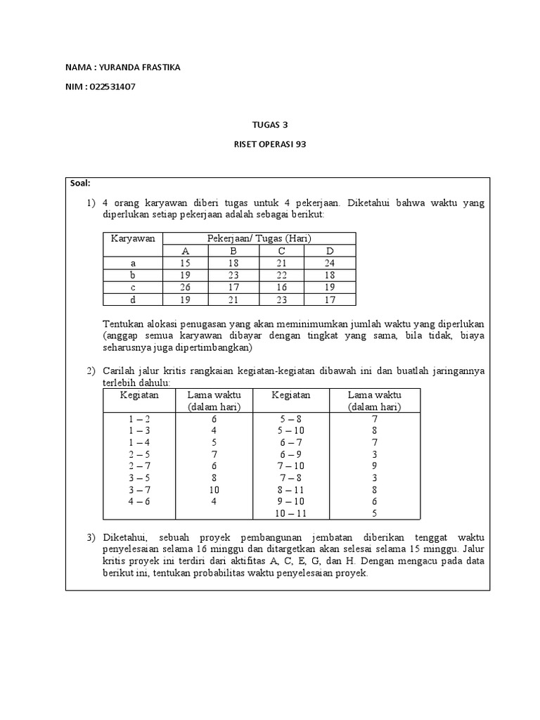 Tugas 3 Riset Operasi Pdf