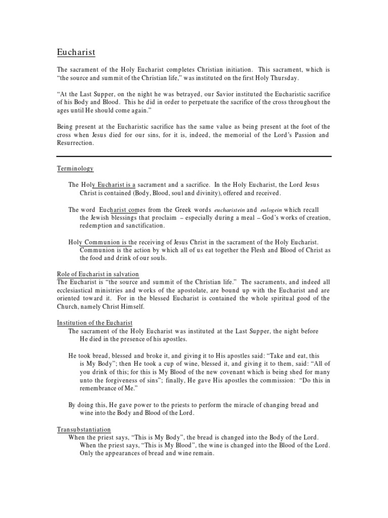 Eucharist | PDF | Eucharist | Last Supper