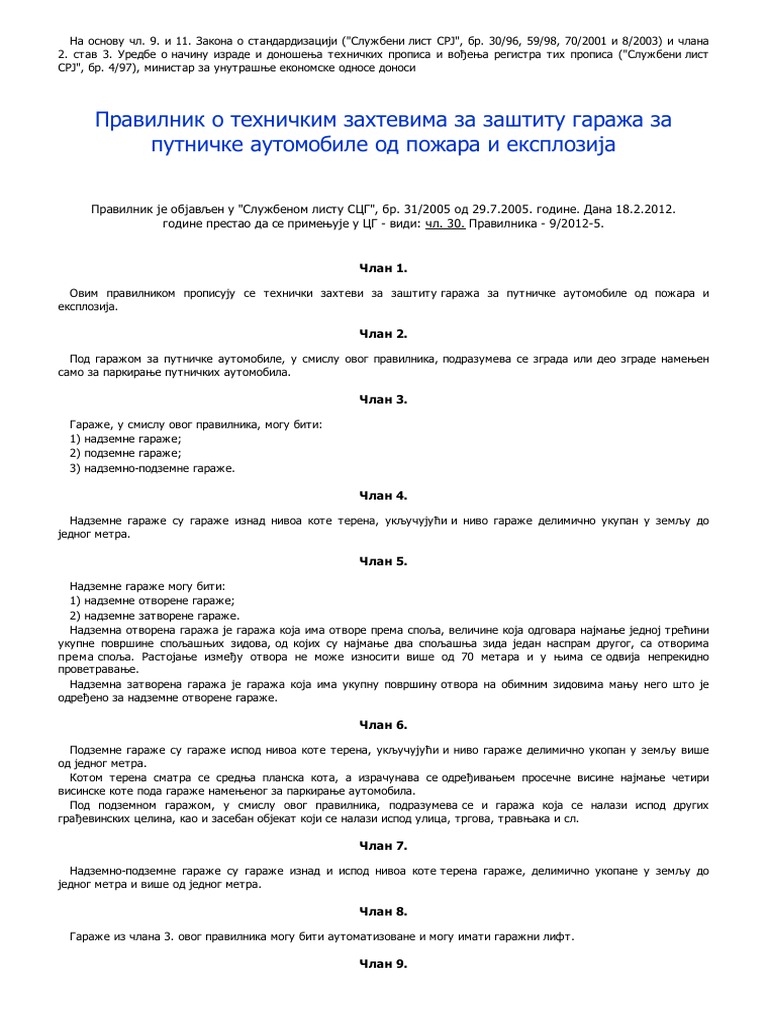 Pravilnik - ZoP Garaze | PDF