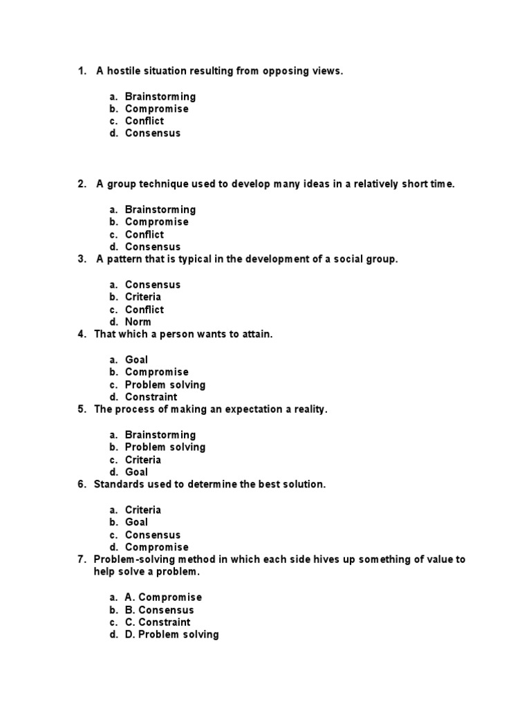 Mcqs | PDF | Brainstorming | Consensus Decision Making