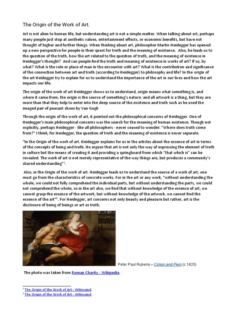 The Origin of The Work of Art | Download Free PDF | Aesthetics | The Arts