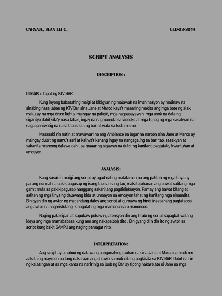 Script Analysis | PDF