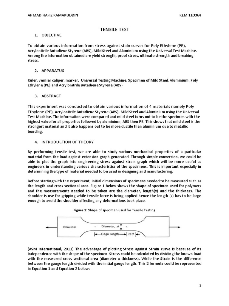 Tensile | PDF | Deformation (Engineering) | Strength Of Materials