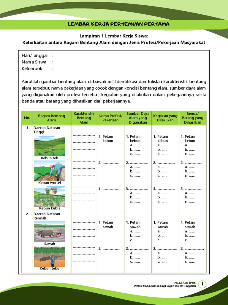 Lembar Kerja Pertemuan Pertama-1 | PDF