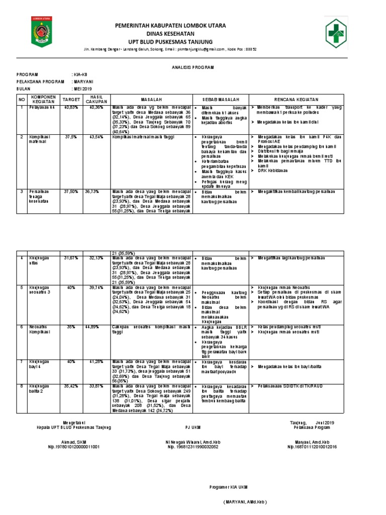 ANALISIS PROGRAM Mei 2019 | PDF