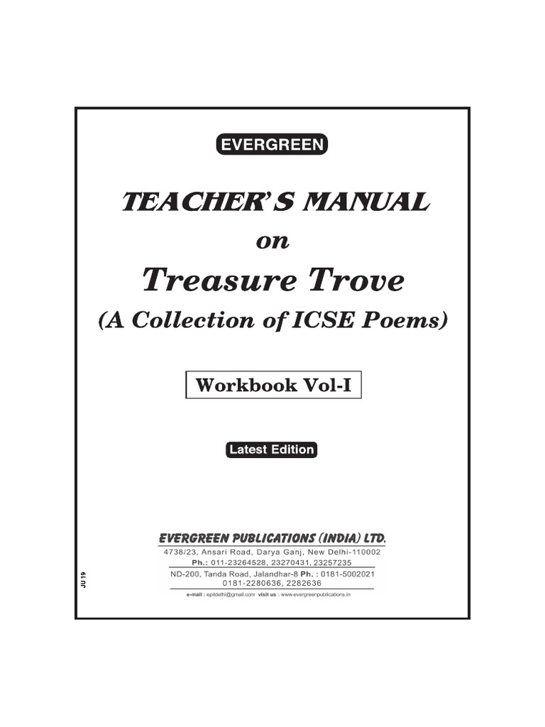 Treasure Trove Vol I Workbook Poems (Manual) 9 | PDF