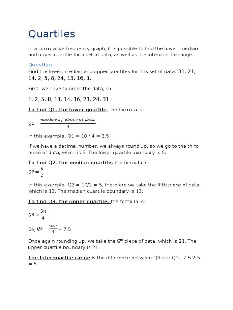Quartile Calculation Methods | PDF | Teaching Methods & Materials ...