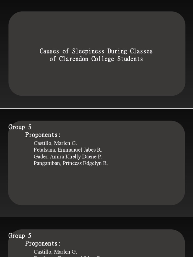 Causes of Sleepiness Group 5 Presentation | PDF
