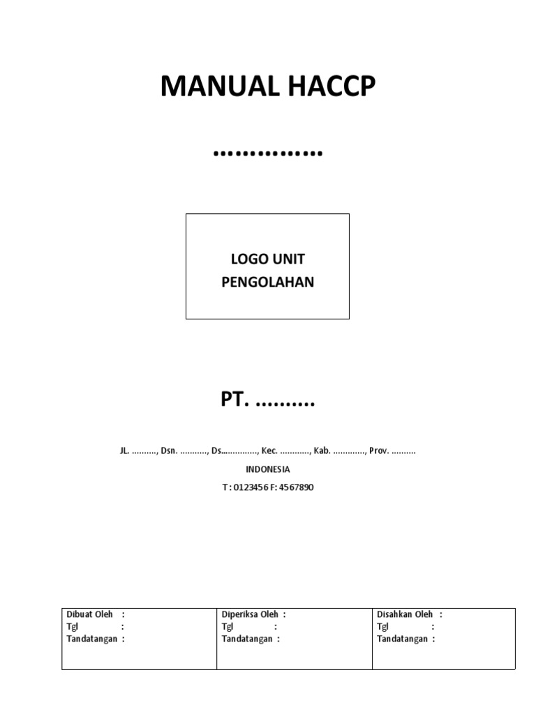 MANUAL HACCP - Form Praktek | PDF