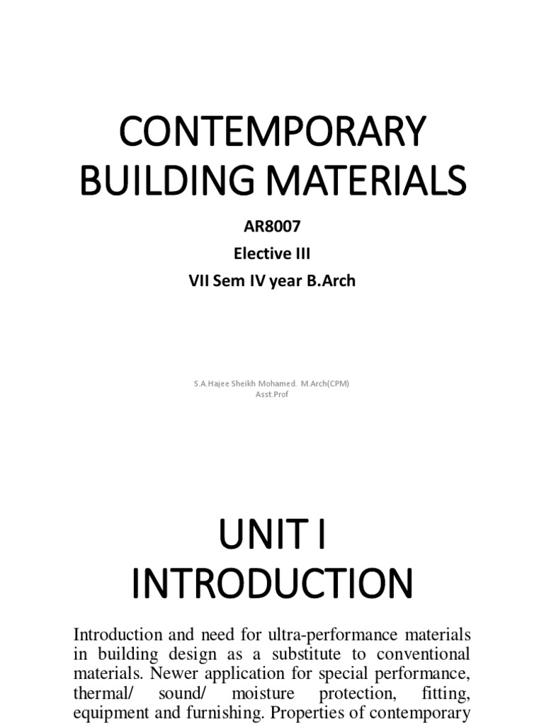 Contemporary Building Materials | PDF | Concrete | Composite Material