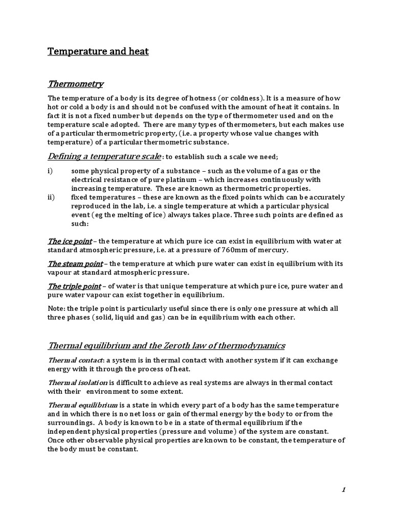 Thermometry Physics A Level | PDF | Temperature | Heat