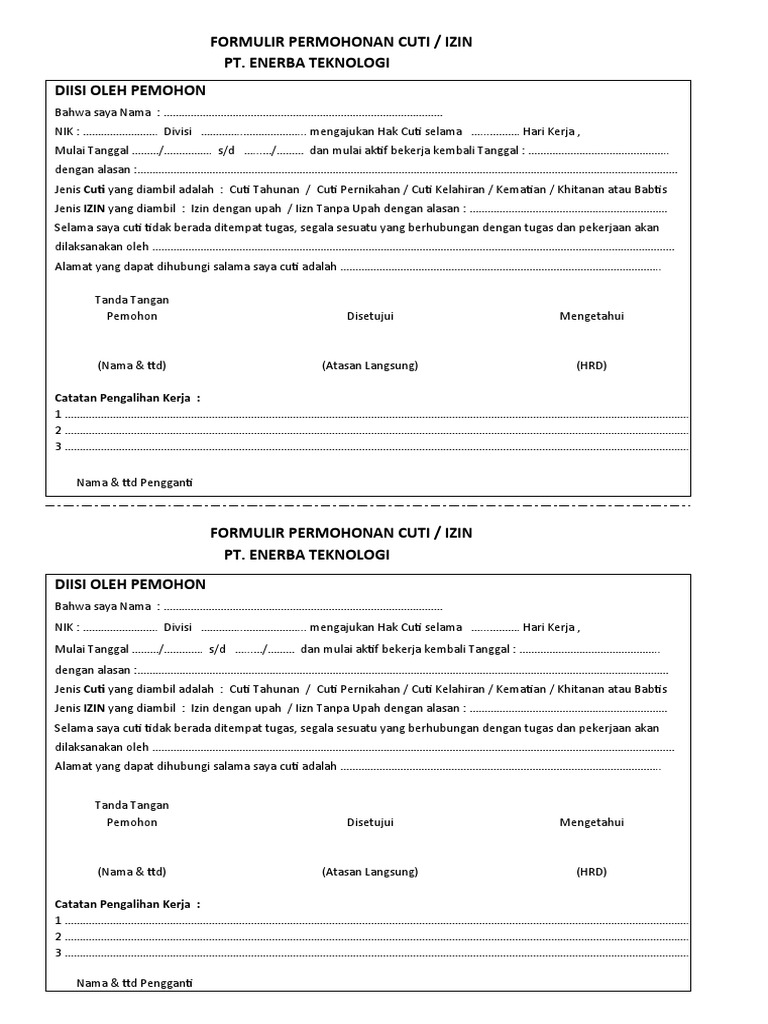 Formulir Cuti Tahunan | PDF