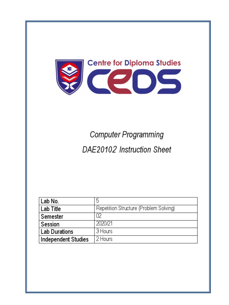 Dae20102 Lab5 Pdf Computer Program Programming 7955