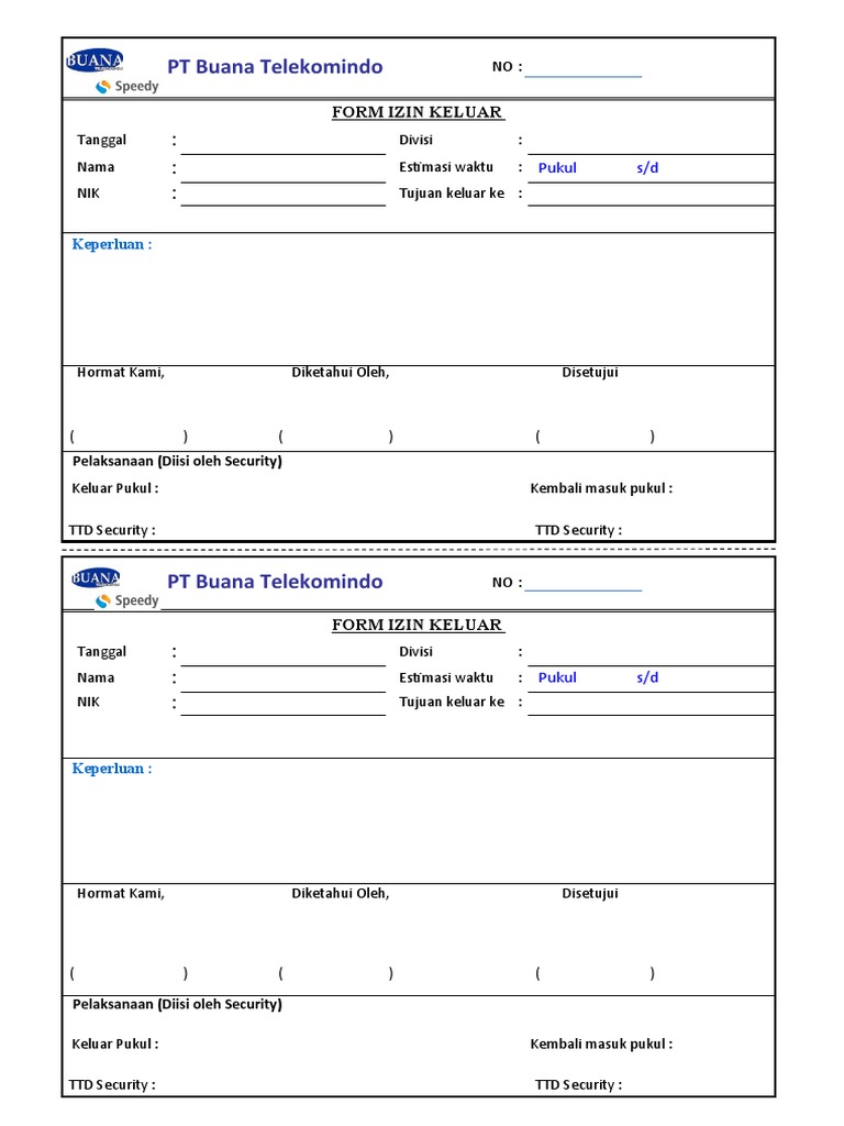 Form Izin Keluar | PDF